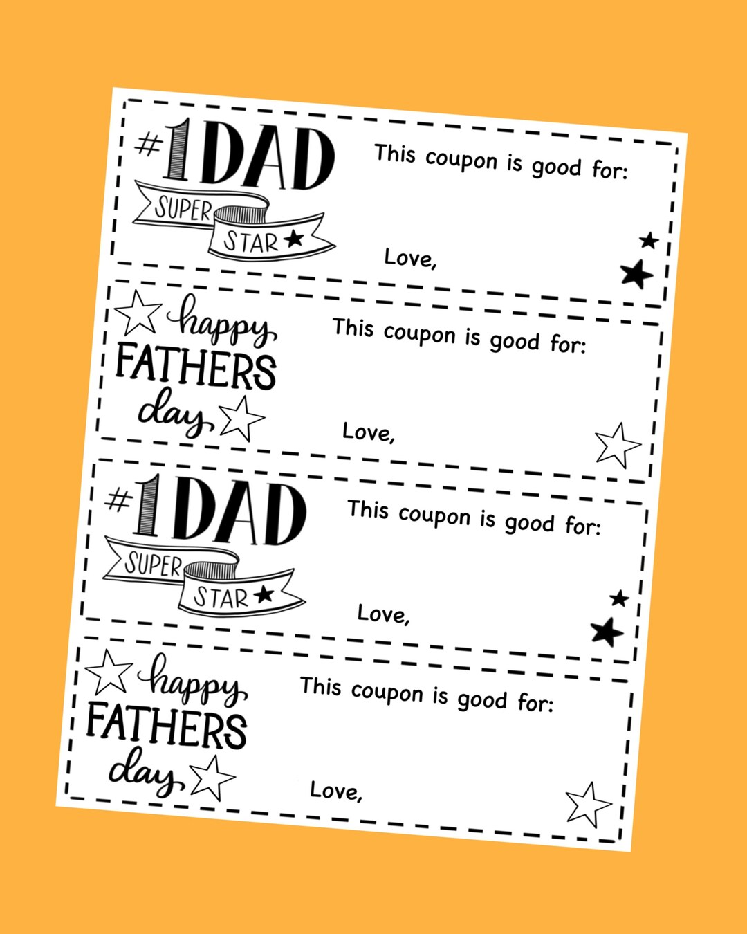 Father's Day Coupons-set of 4! - Etsy