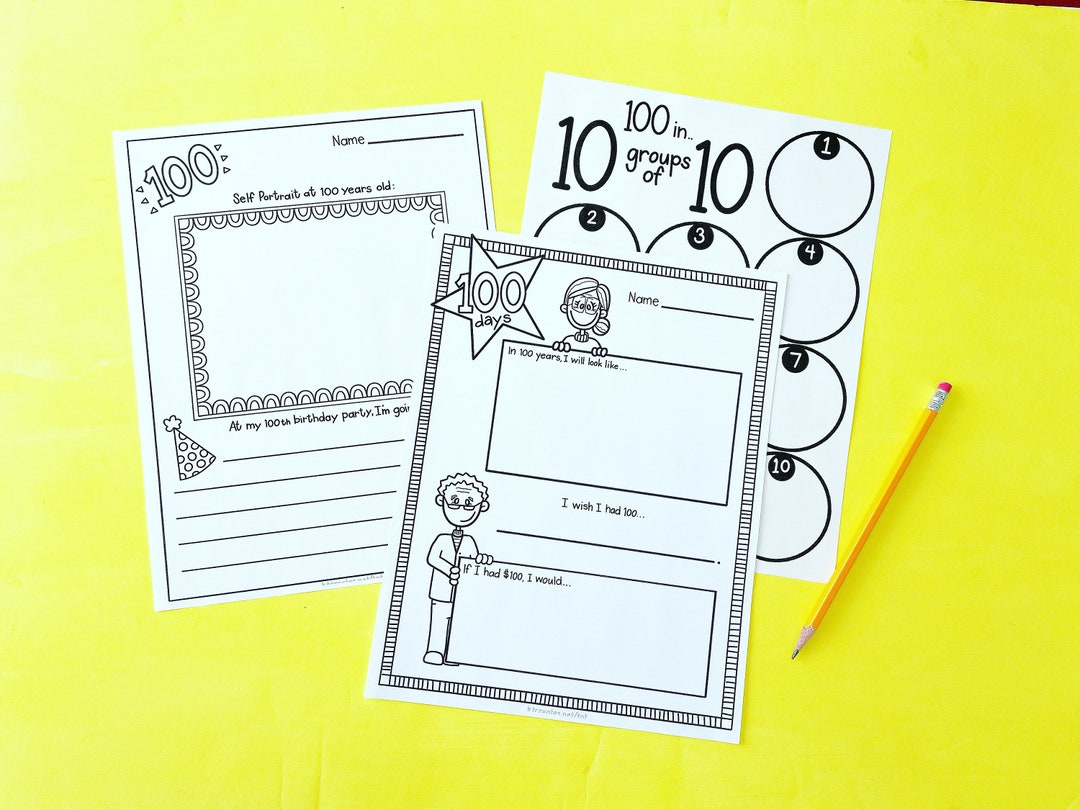 100 Days Printables- Set of 3 - Etsy