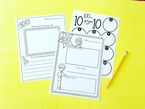 100 days printables set of 3 | Etsy
