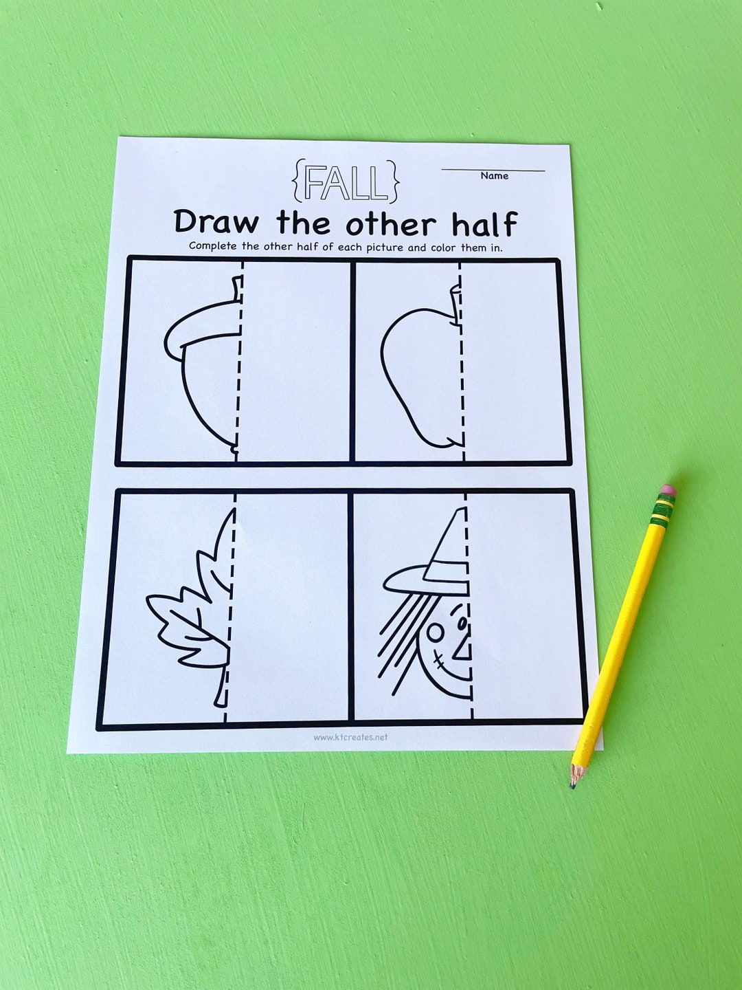 Fall- “draw the Other Half” Kid Activity/worksheet - Etsy