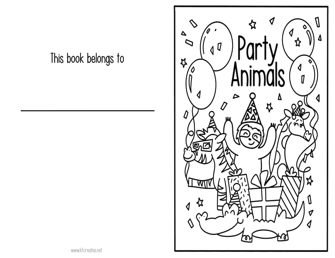 Party Animals Printable Coloring Book - Etsy