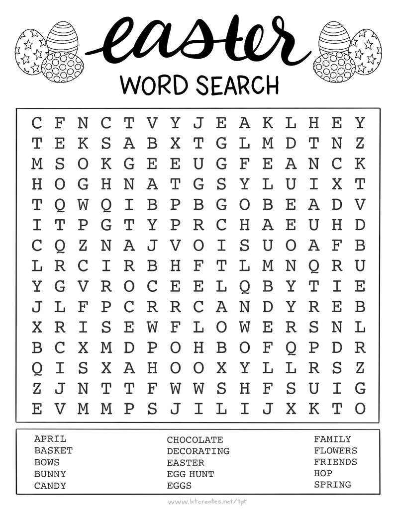 Easter/spring Word Search - Etsy
