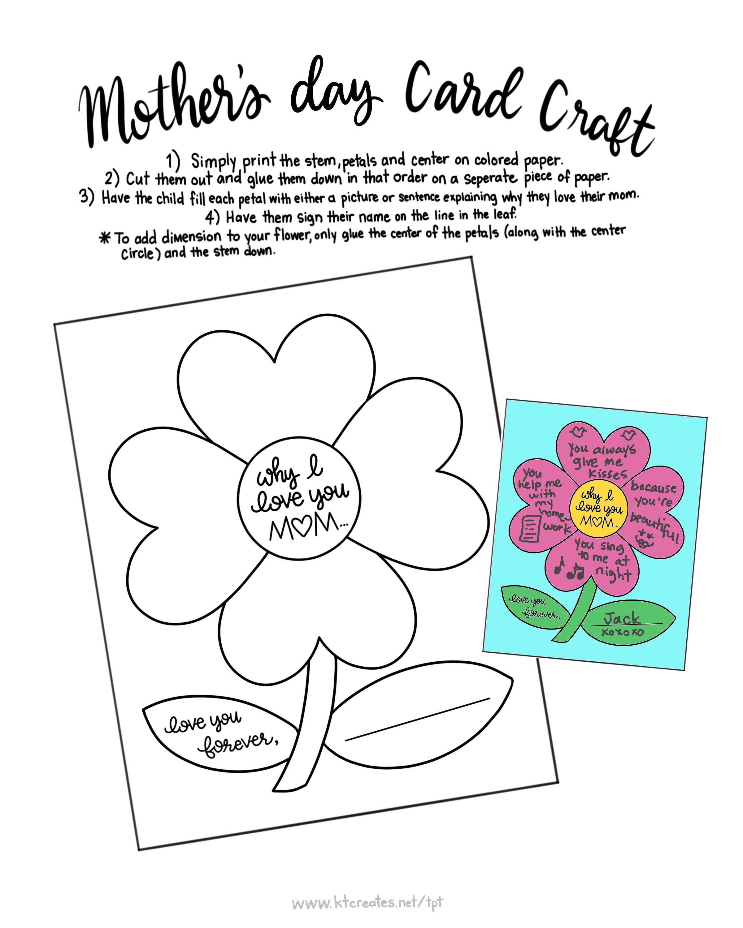 Mother’s Day Flower Card Craft - Etsy