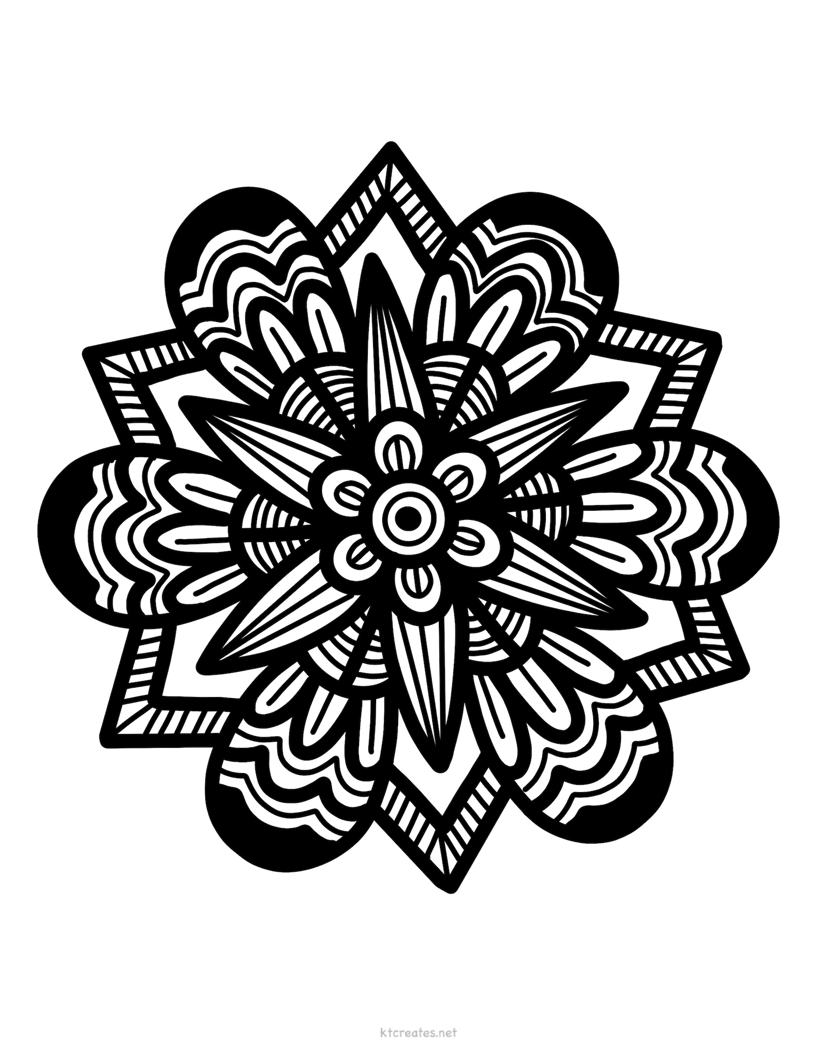 Flower Mandala/zentangle Coloring Page - Etsy
