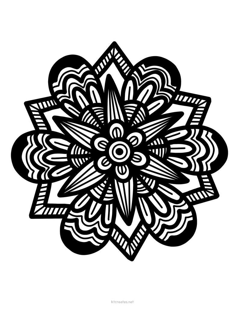 Flower Mandala/zentangle Coloring Page - Etsy