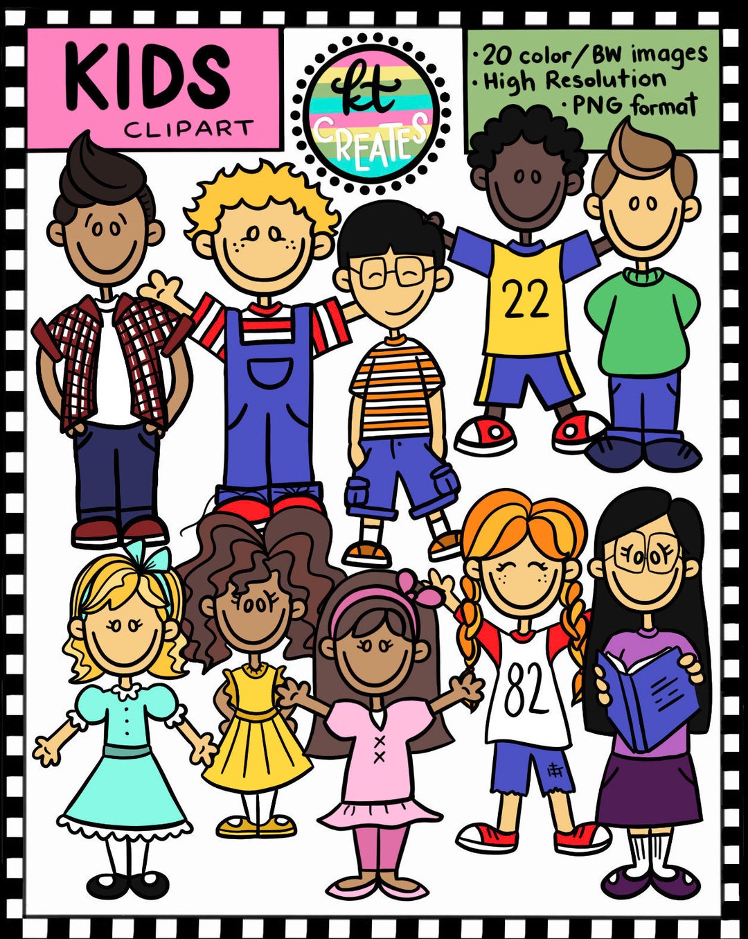 Kids Clipart: Diverse Children Illustrations (PNG) - Etsy