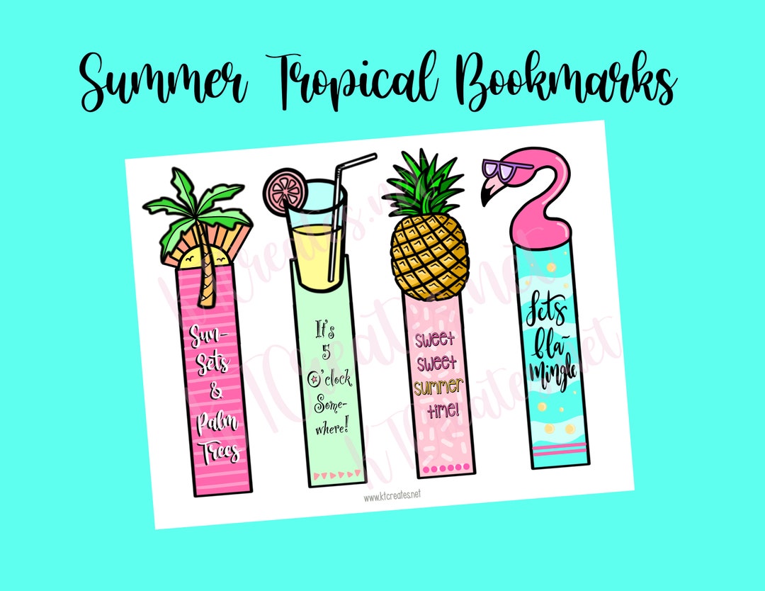 Summer Tropical Printable Bookmarks-set of 4! - Etsy