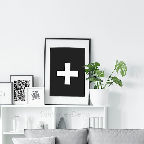 Swiss Cross Printable Scandinavian Art Minimal Cross Print - Etsy