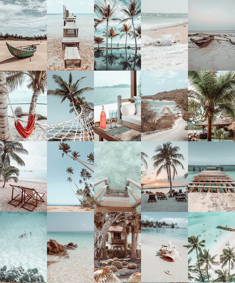 Tropical Beach Collage Kit Coastal Collage Kit Aesthetic | Etsy