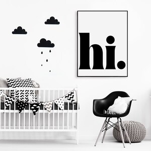 Hi Printable Wall Art, Hi Poster, Hi Minimalist Print, Black and White ...