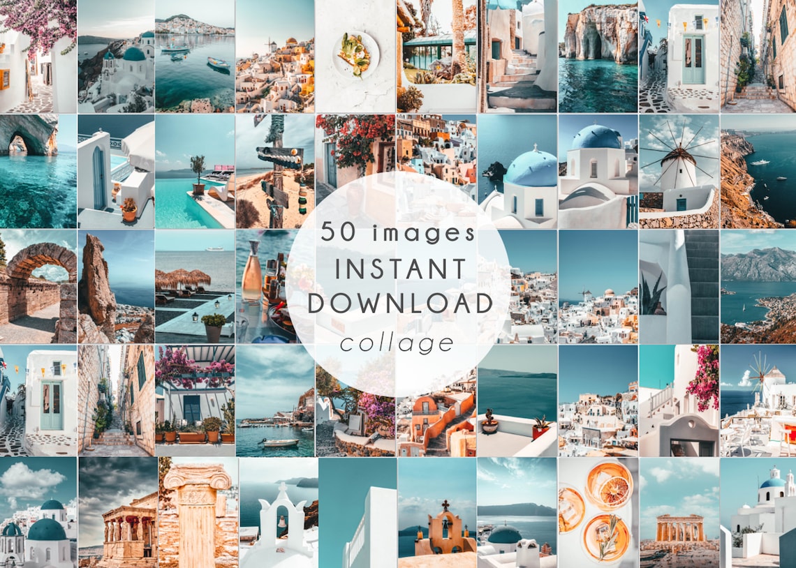 Collage Kit Wall Decor Greece Santorini Photography DIGITAL | Etsy