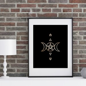 Triple Goddess Wiccan Decor | Alchemy Symbols Wicca Wall Art | Triple ...