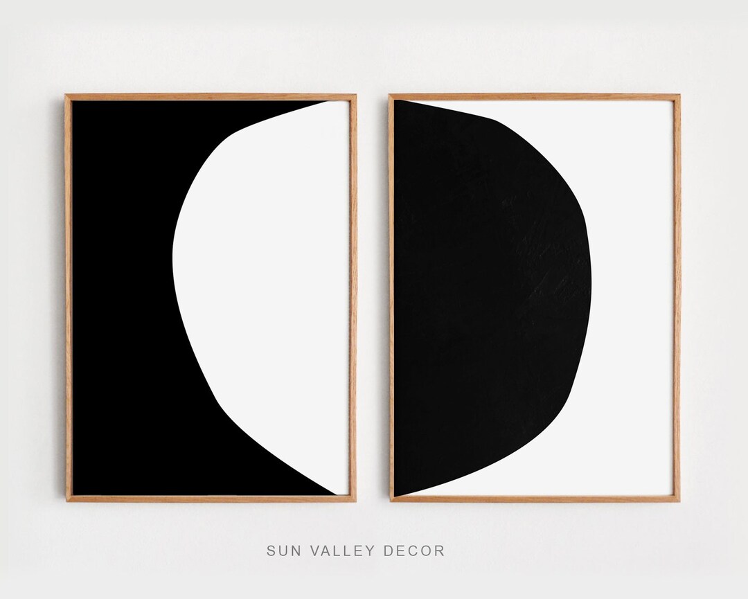 Geometric Print Set, Circles Art Set, Black and White, Circles Art ...