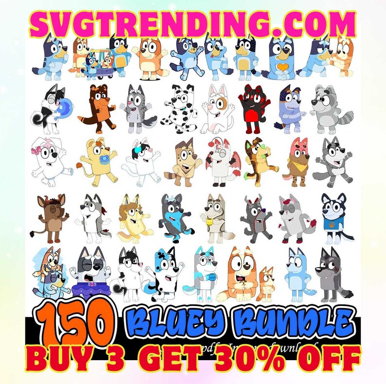 Bluey Bundle, Bluey Cut Files for Cricut, Bluey Clipart, Bluuey and ...
