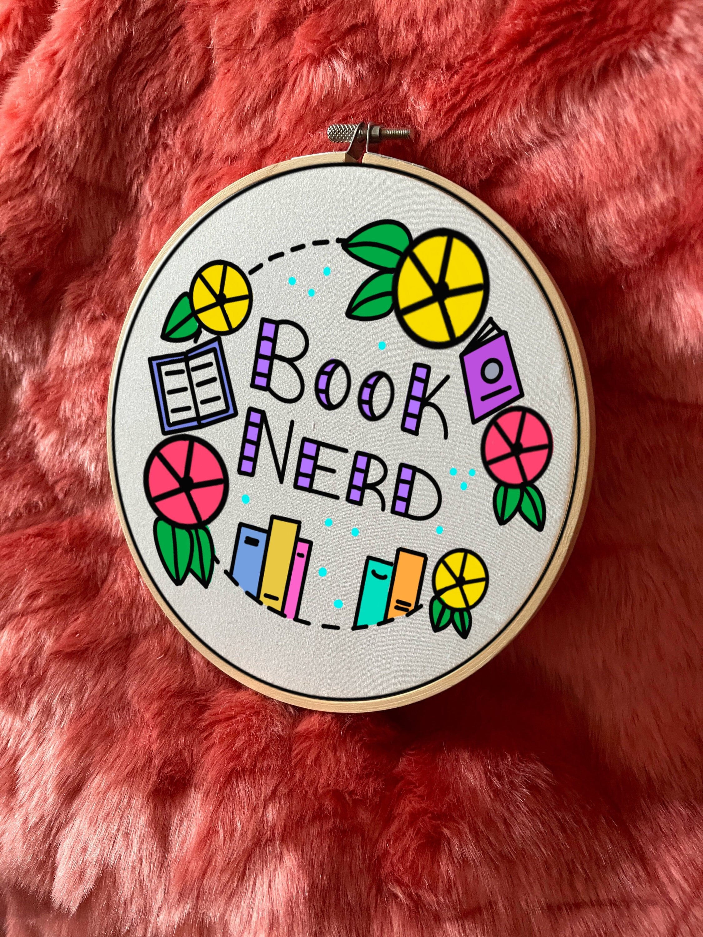 Book Nerd Embroidery Pattern, PDF Pattern, Embroidery Sayings, Hand ...
