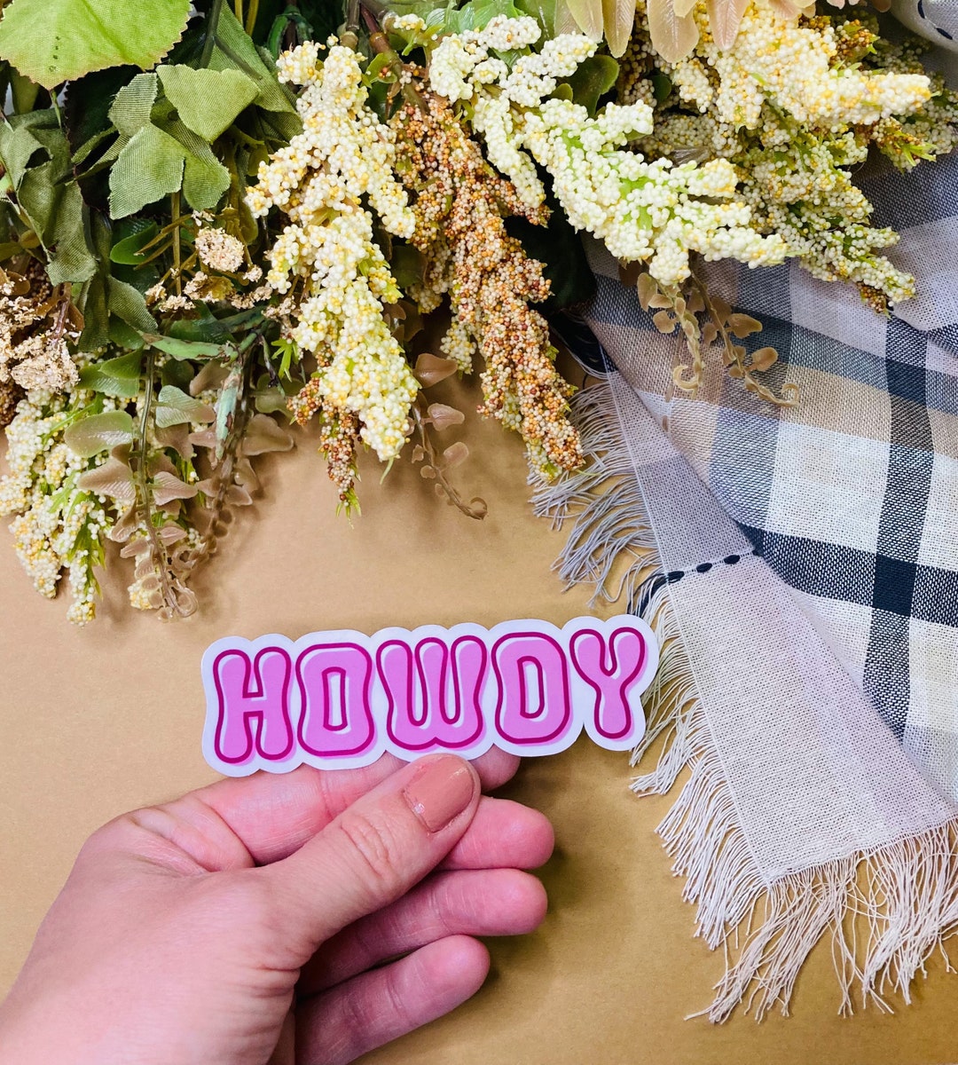 Pink Howdy Sticker - Cowgirl Sticker - Neon Pink Sticker - Bachelorette ...