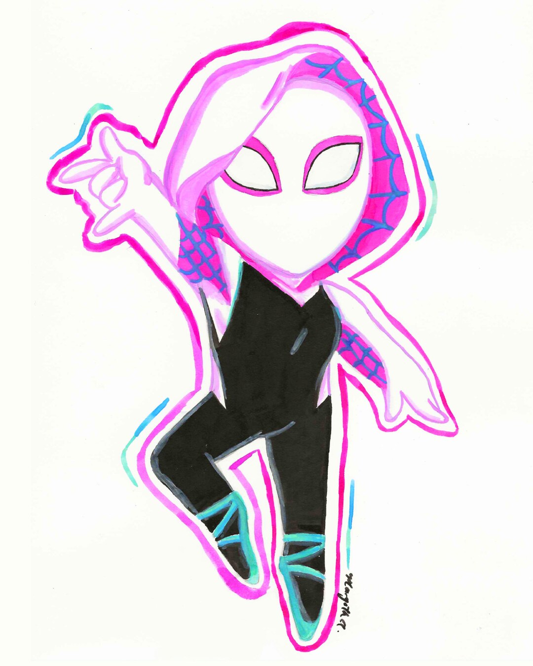 Chibi Spider-woman Gwen 5x7 & 8x10 - Etsy