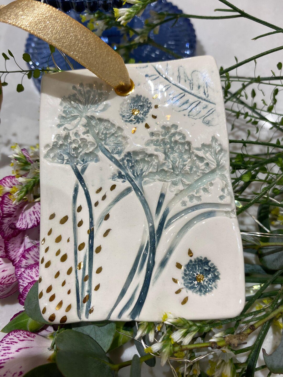 Cornish Botanical Ceramic Christmas Hanging Finished With 24K Gold and ...