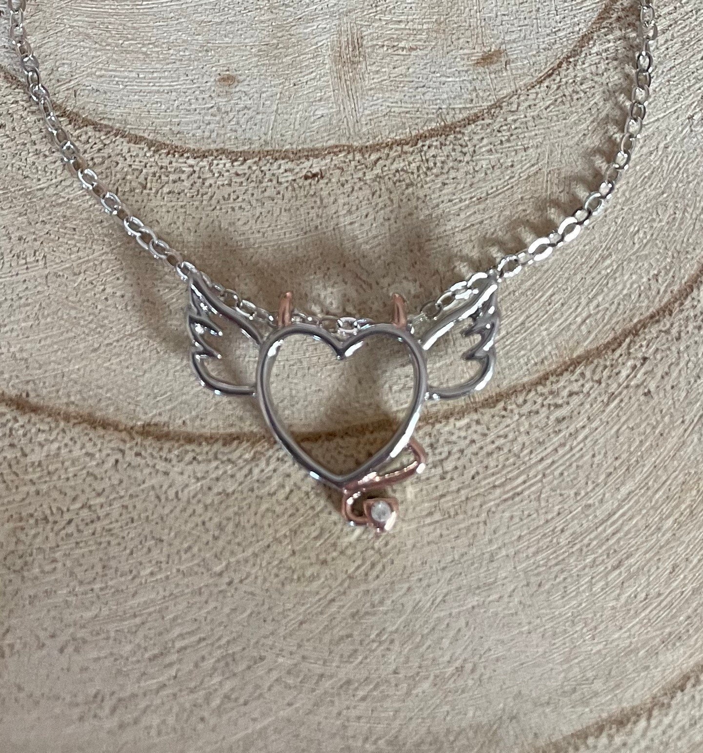 Love Heart Angel y Devil's Chain Valentine's Day | Etsy