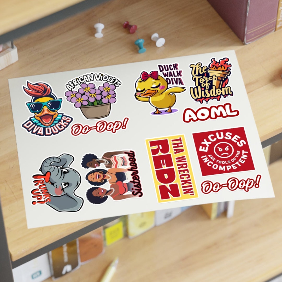 DST Themed Sticker Sheet | D9 Black Sorority Crossing Gift, Delta ...