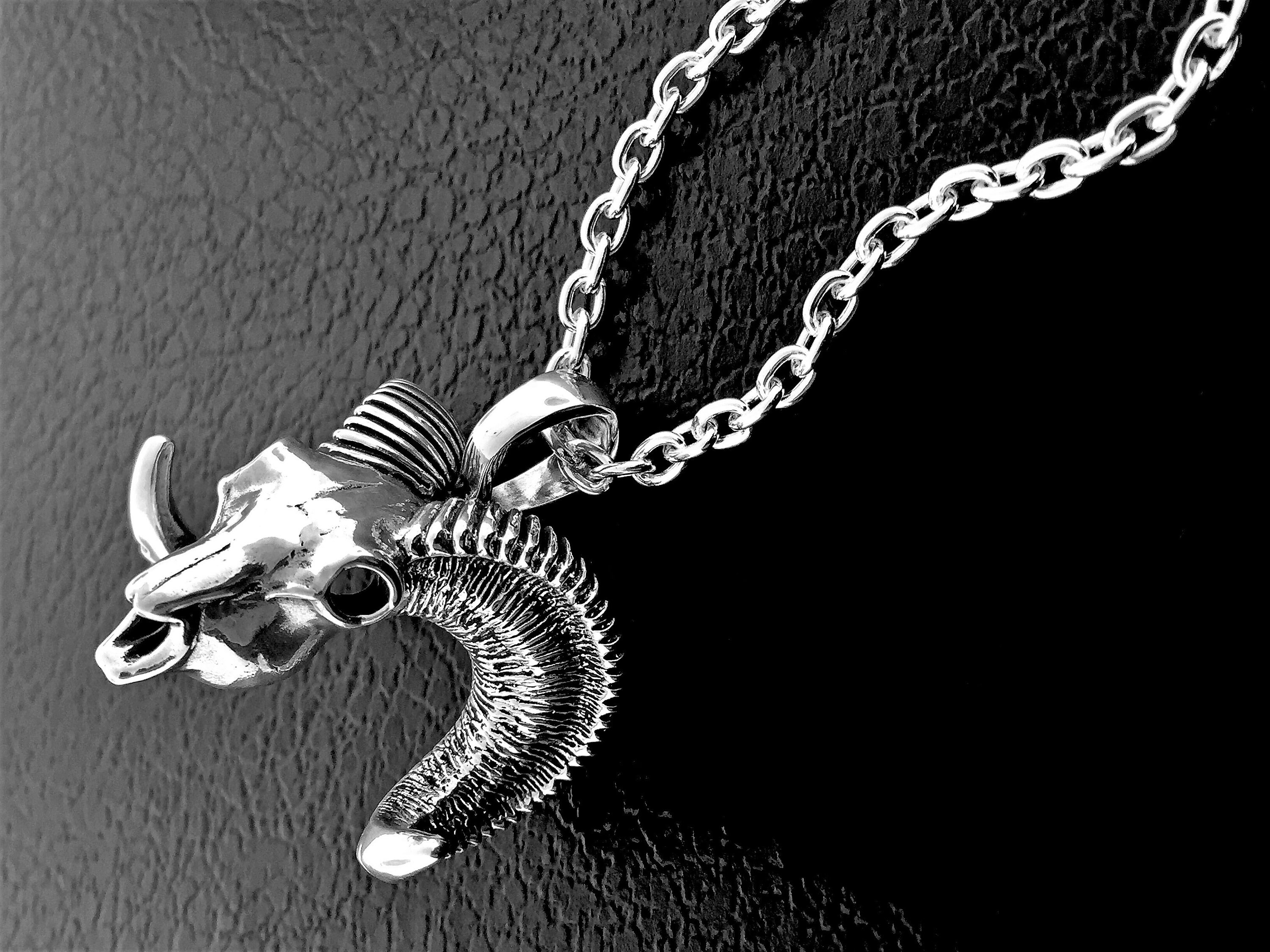Silver Bighorn Sheep Skull Necklace Sheep Skull Jewelry - Etsy