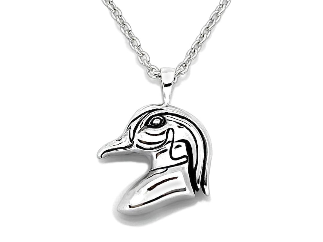 Silver Wood Duck Necklace, Duck Jewelry, Duck Pendant, Bird Necklace ...
