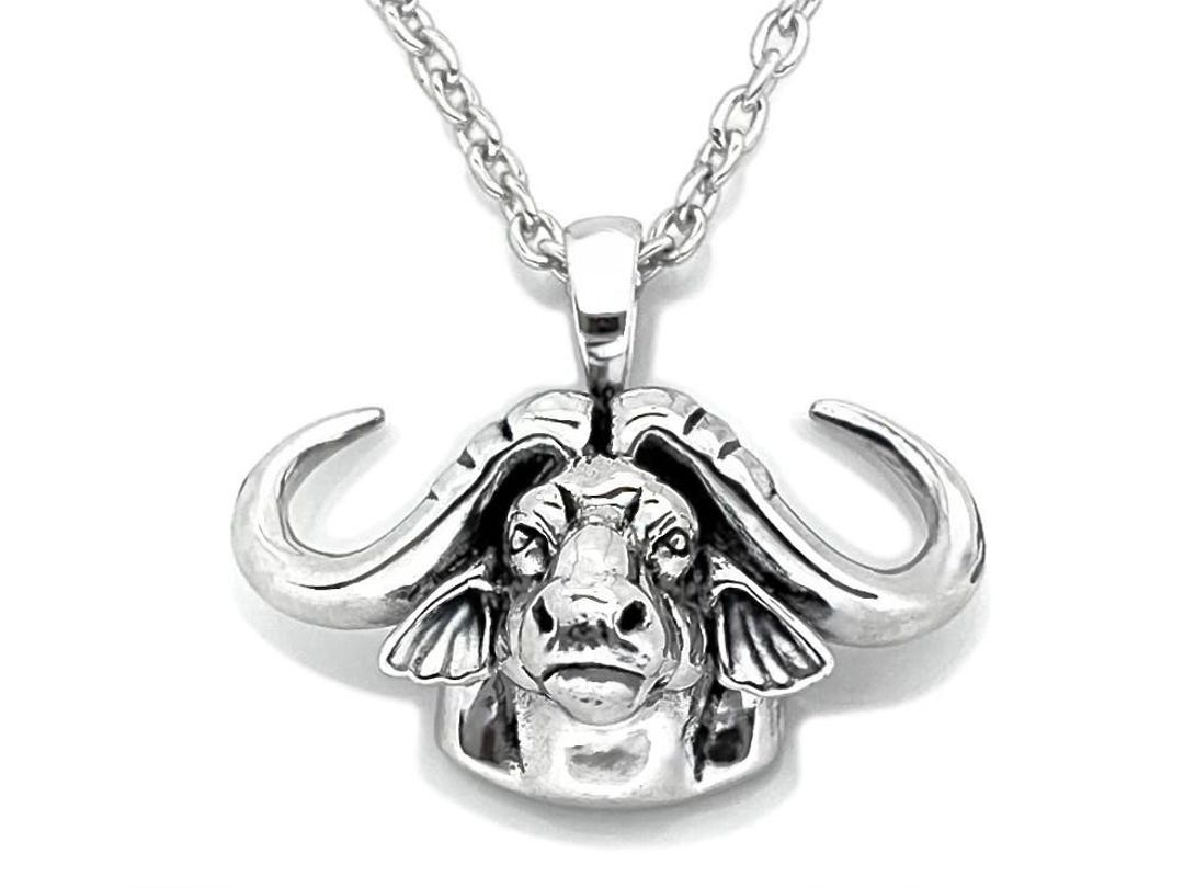 Silver Cape Buffalo Necklace, Buffalo Jewelry, African Cape Buffalo ...