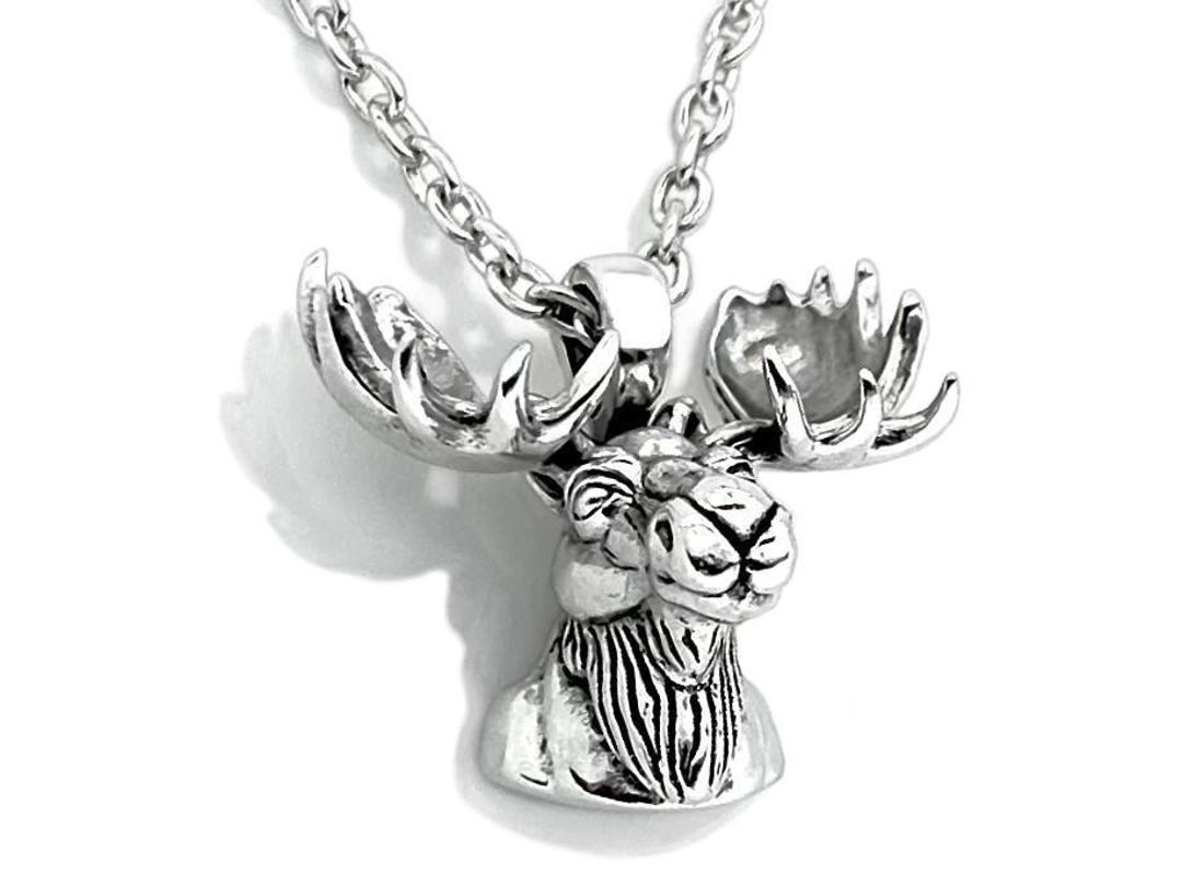 Silver Moose Necklace, Moose Jewelry, Moose Pendant, Wildlife Jewelry ...