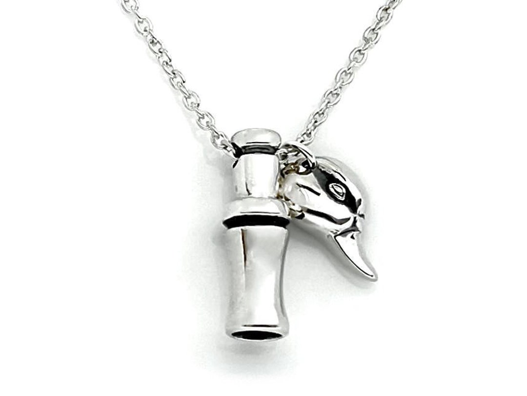 Handcrafted Sterling Silver Duck Call and Duck Head Pendants With a ...