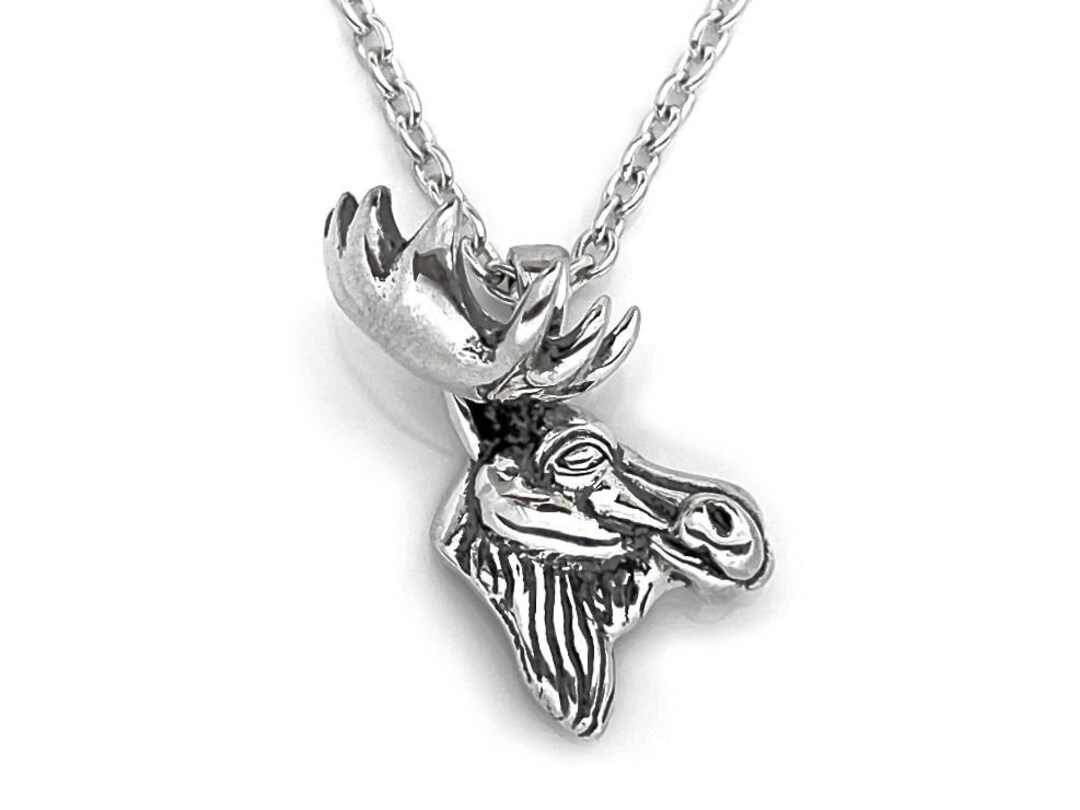 Silver Moose Necklace, Moose Jewelry, Moose Pendant, Wildlife Jewelry ...