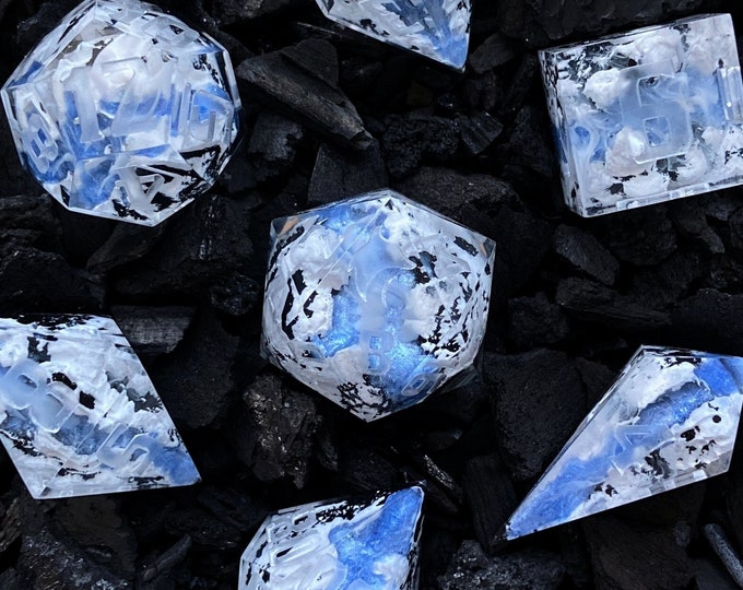 Snowy Mountain River Dnd Dice Set - Winter Nature Themed Icy Set of 7 ...