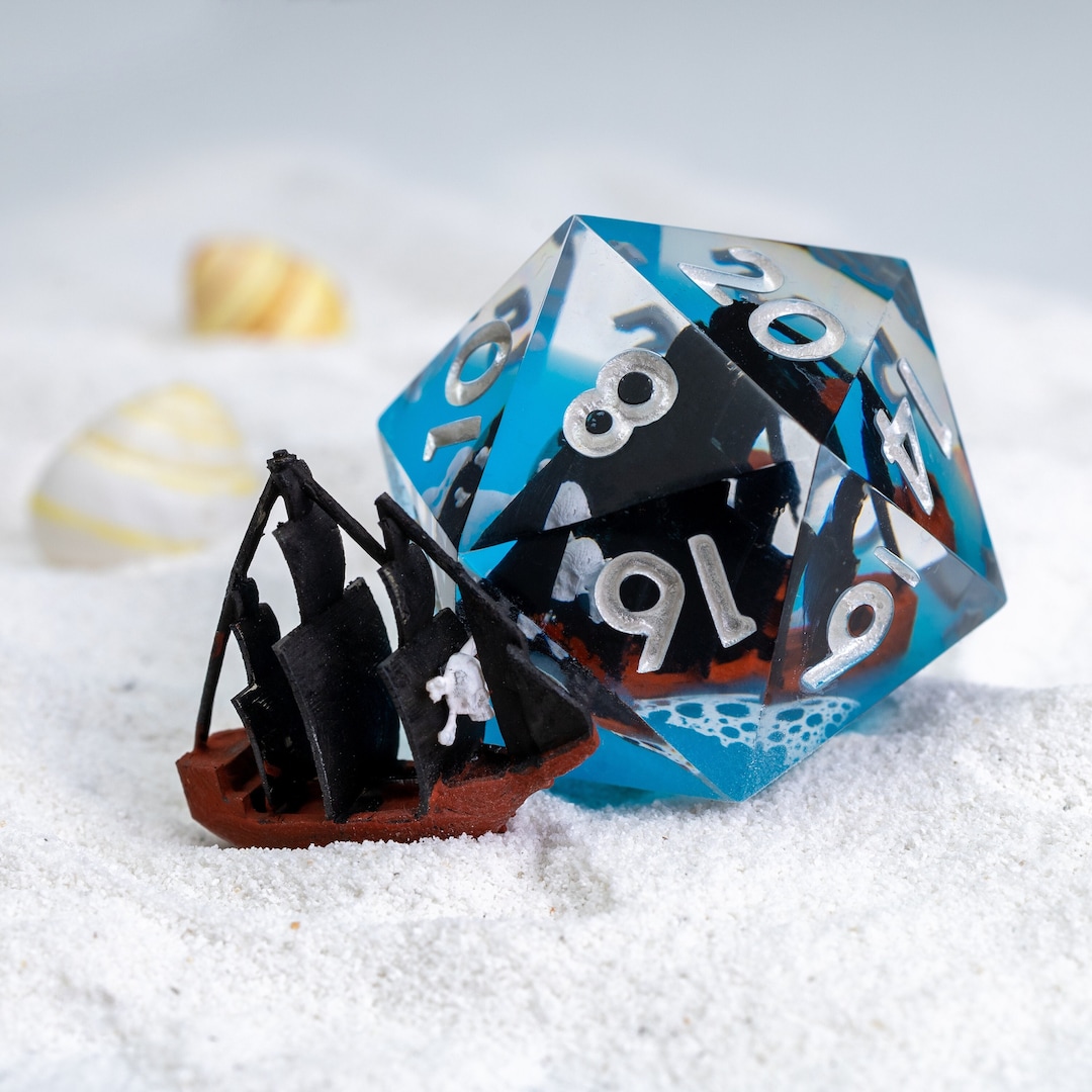 Pirate Ship Dice - Jumbo Dice D20 30mm, Ocean Chonk 30mm, Sea Dnd Sharp ...