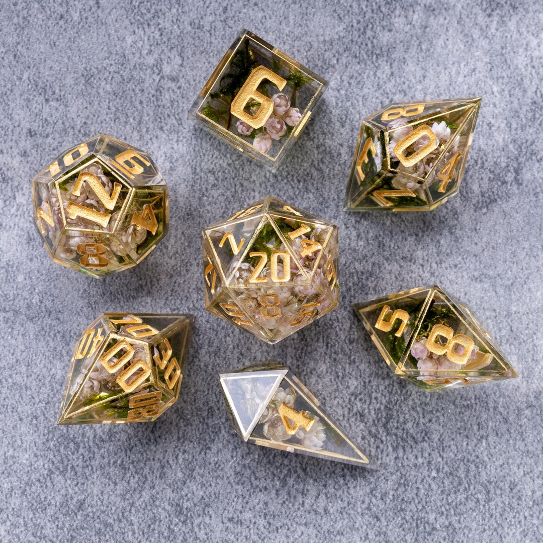 Terrarium Dice Flower Dnd Sharp Edges Dice Set, Plant Druid Dice ...