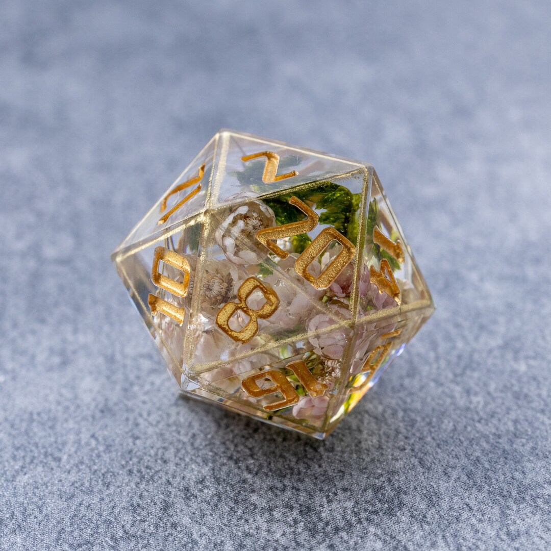 Terrarium D20 Dice Flower Dnd Sharp Edges Handmade Die, Plant Druid ...