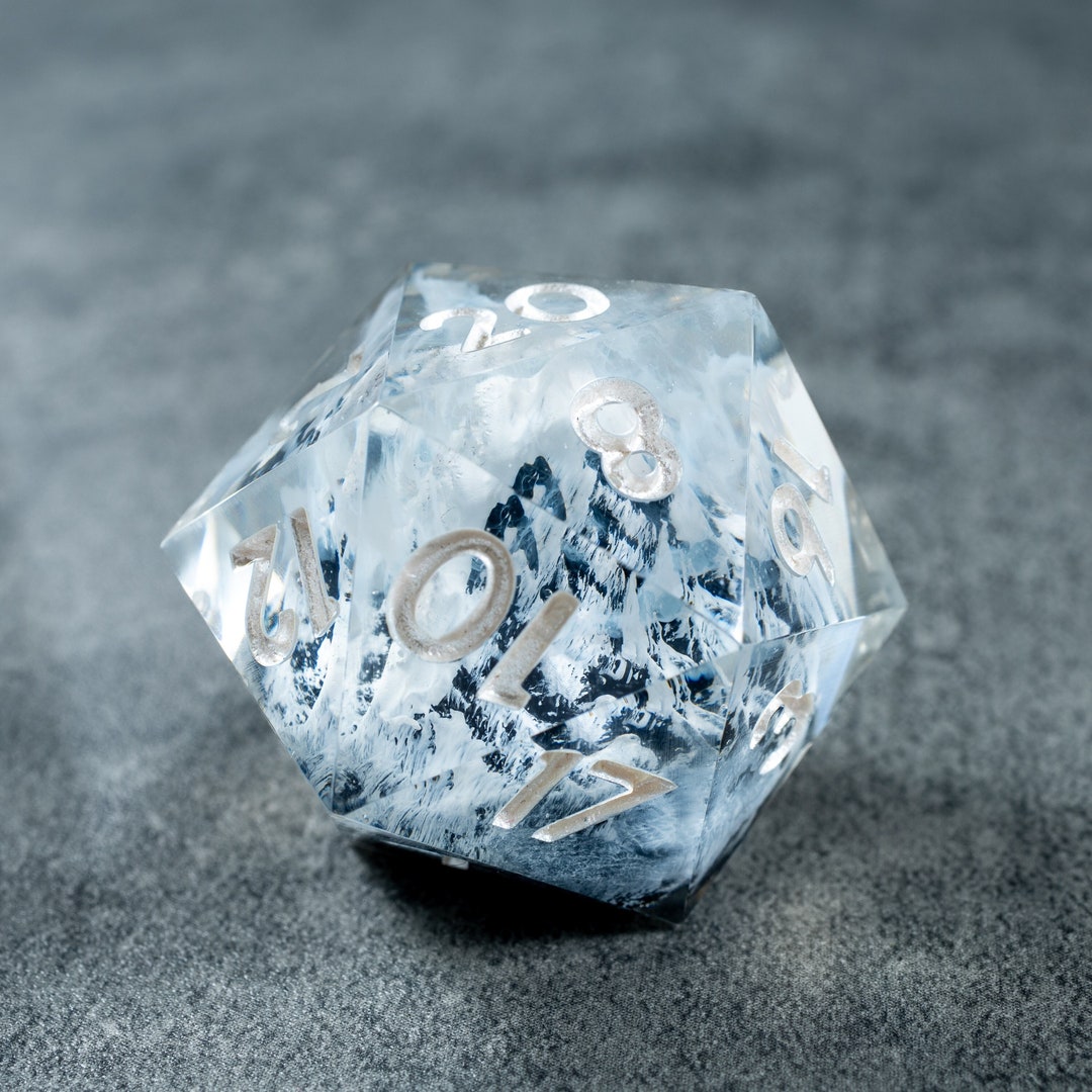 Snowy Mountain Dice Giant D20 30mm // Handmade Sharp Edge Dnd Dice ...