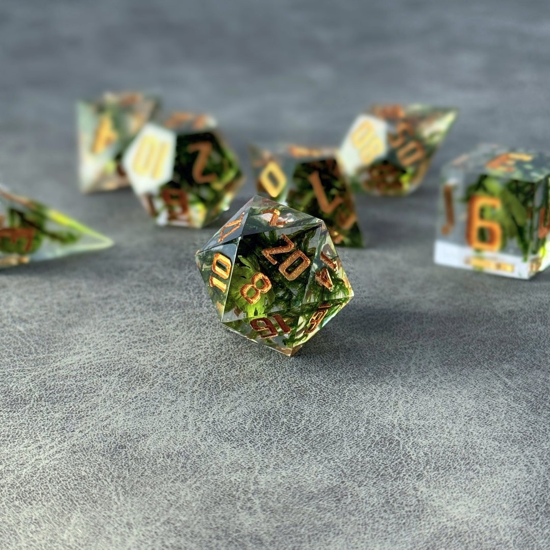 Fern Forests - D20 Single Moss Dnd Sharp Edge Druid Dice Set Critical ...