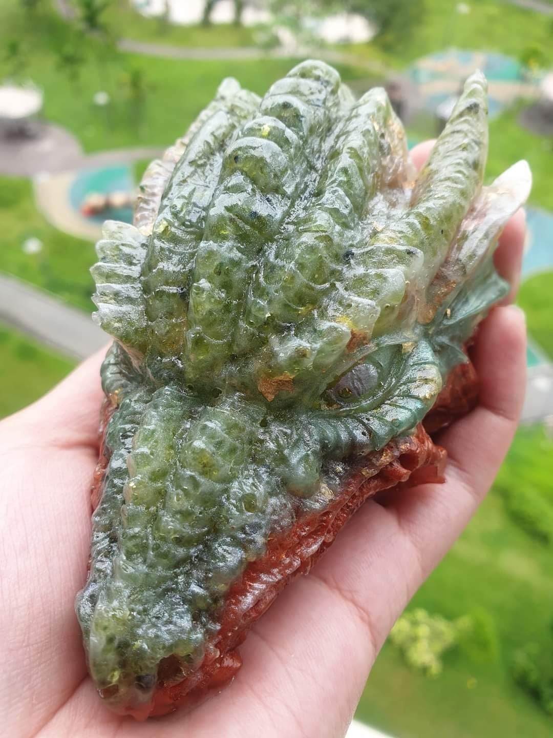 Peridot Dragon Head Crystal Resin Art - Etsy