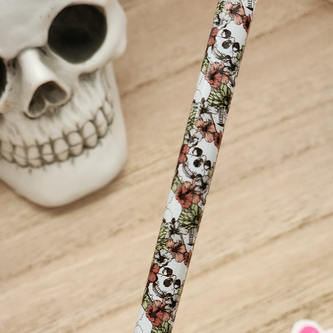 3 Pack Floral Skull Reusable Straws Crime Scene - Etsy