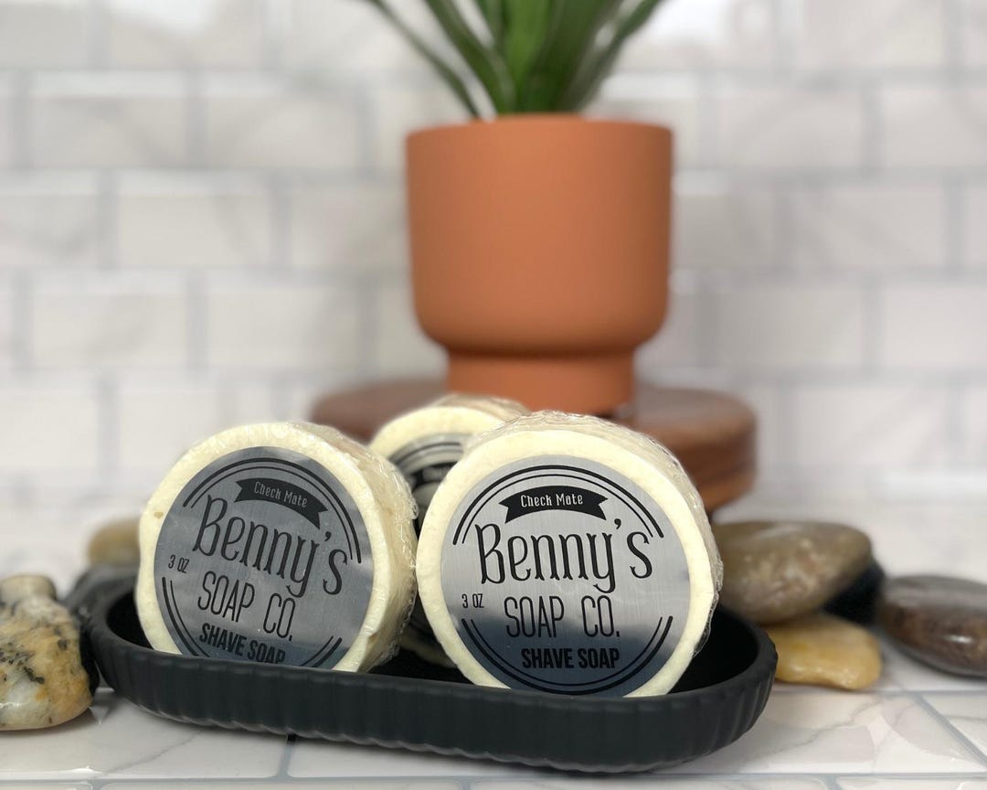 CHECK MATE Shaving Soap Puck 3oz | Handmade | Dual Lye Shave Soap ...