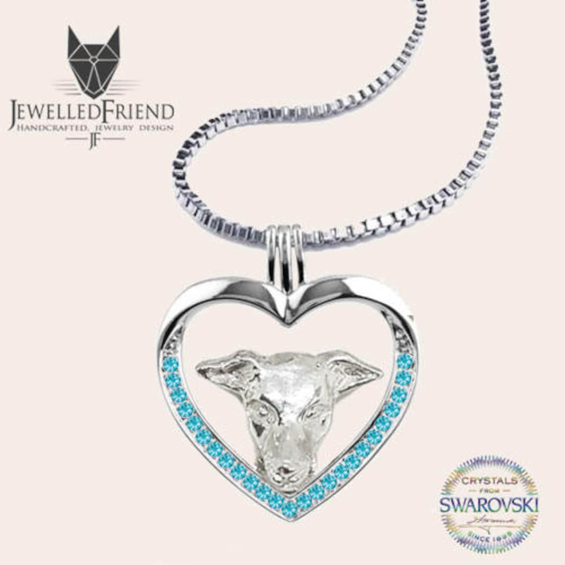 Greyhound Jewelry Necklace Pendant With Swarovski Crystal-sterling ...