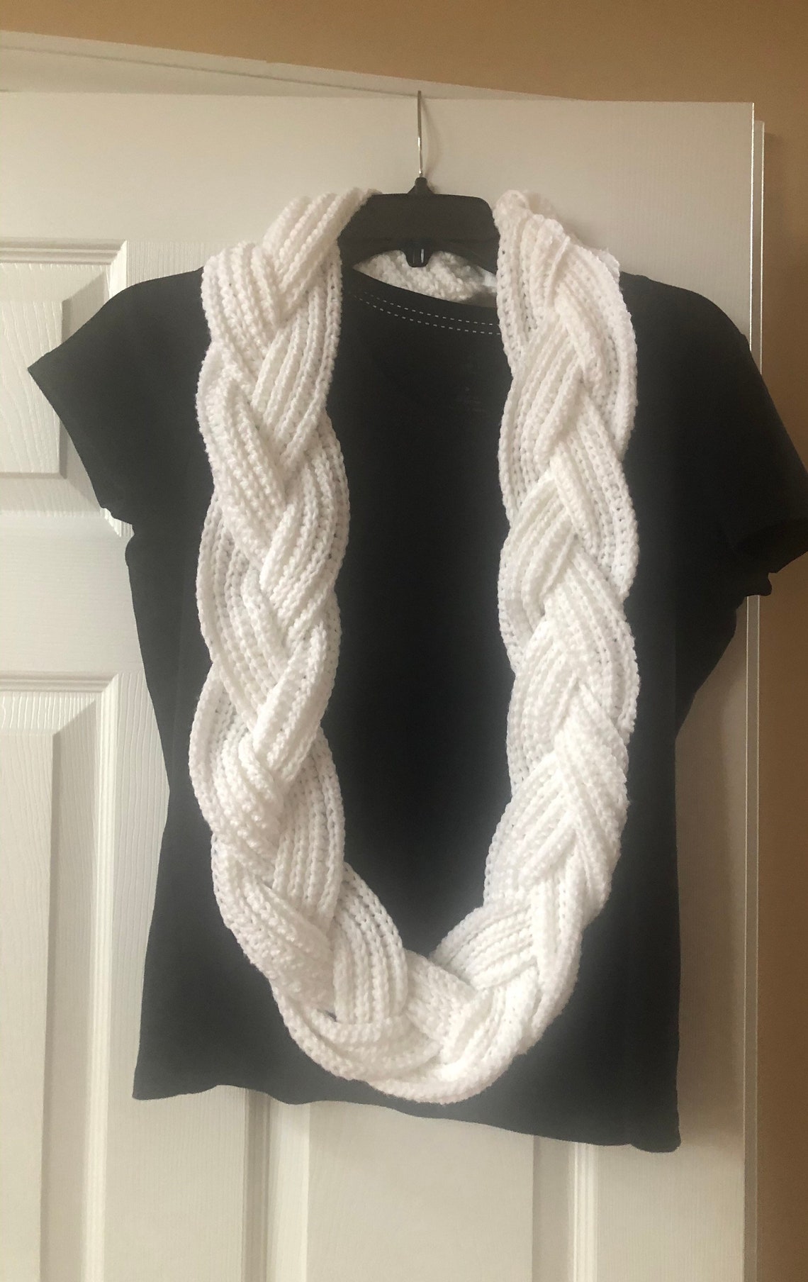 Crochet Braided Infinity Scarf Knitted Winter Scarf Women - Etsy