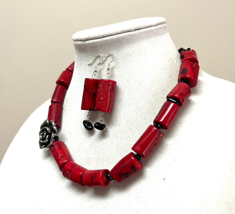 Red Necklace Red Coral Necklace Red Beaded Necklace Coral - Etsy