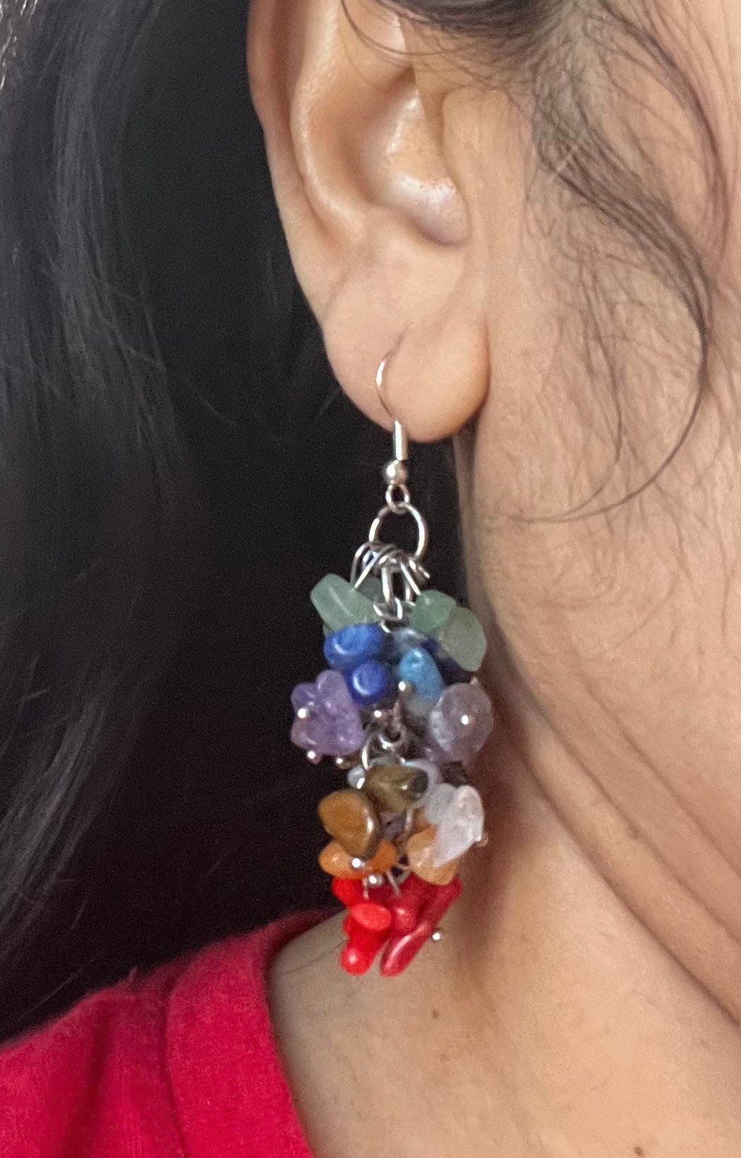 7 Chakra Healing Earrings Crystal Chip Earrings Rainbow - Etsy