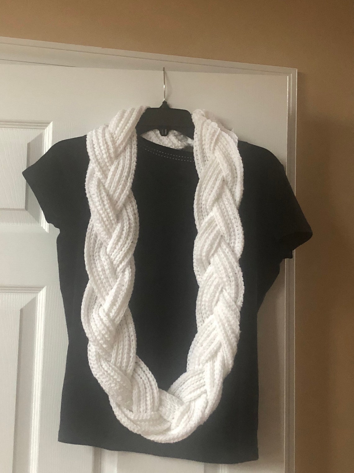 Crochet Braided Infinity Scarf Knitted Winter Scarf Women - Etsy