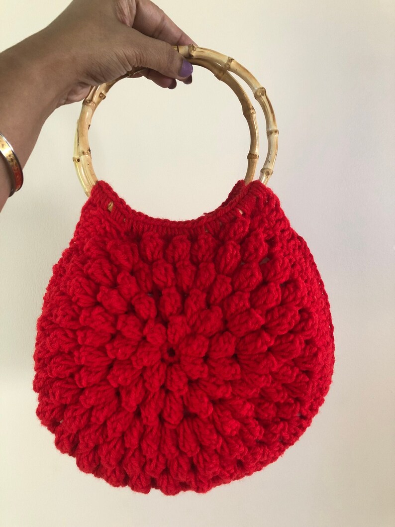 Red Crochet Round Bag Green Crochet Purse Knit Summer Purse | Etsy