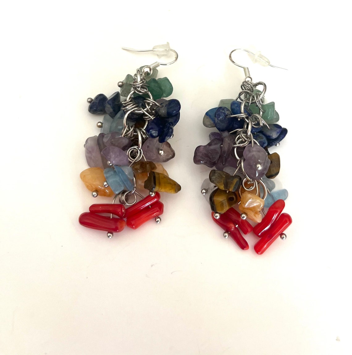 7 Chakra Healing Earrings Crystal Chip Earrings Rainbow - Etsy