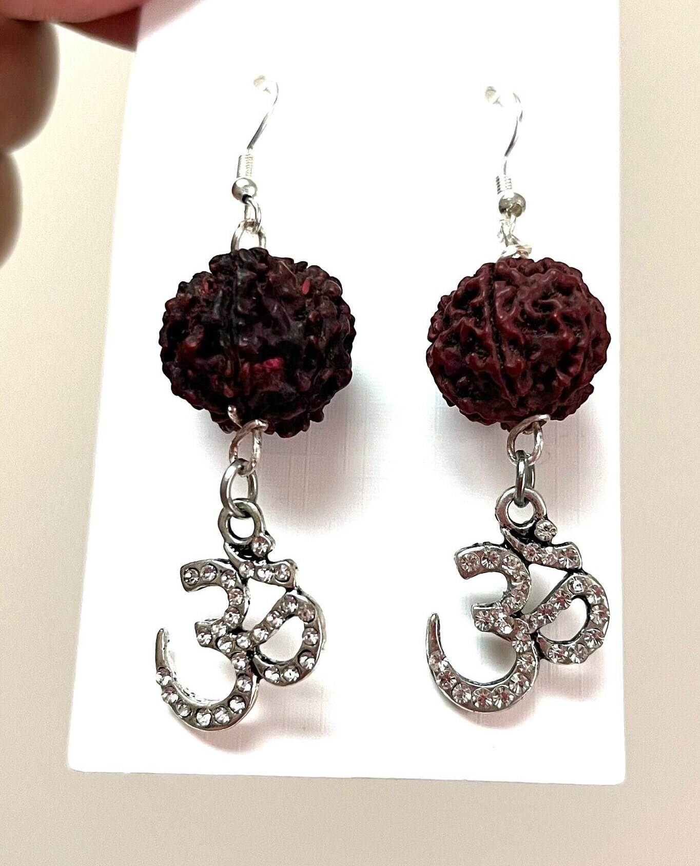 Rudraksha OM Earrings Yoga Meditation Earrings 5 Mukhi Rudraksha ...