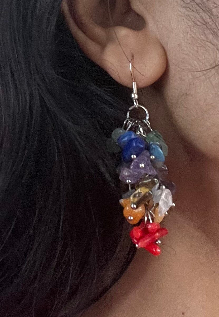 7 Chakra Healing Earrings Crystal Chip Earrings Rainbow - Etsy