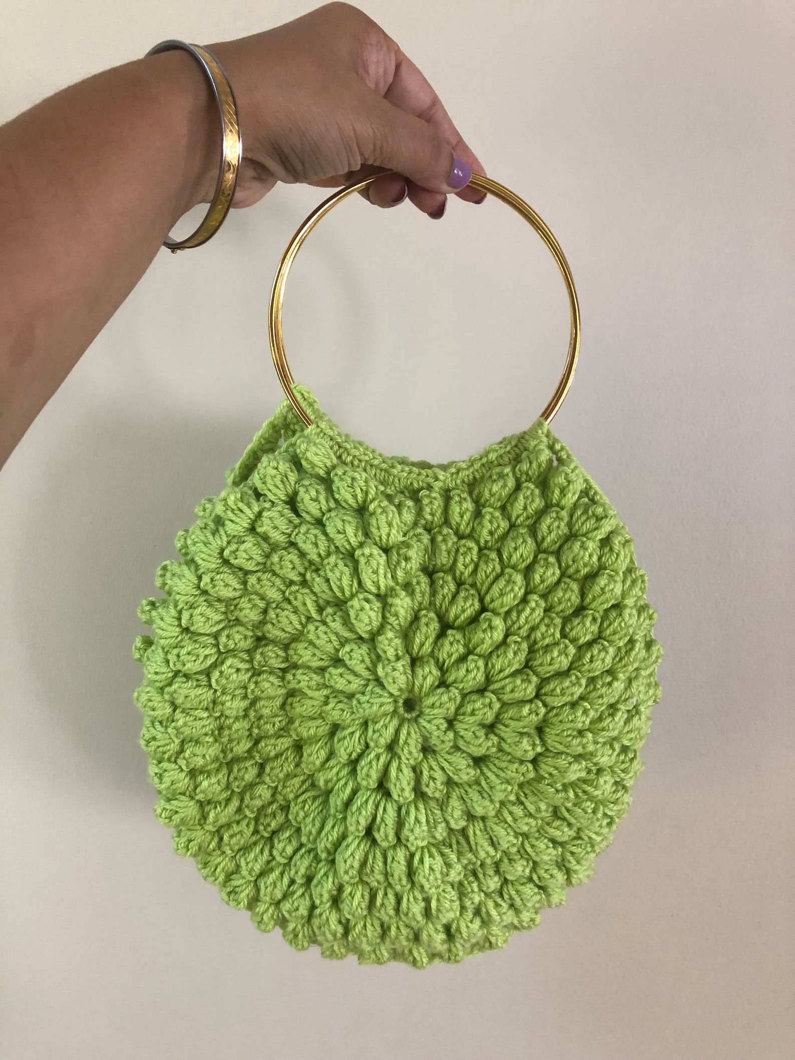 Green Crochet Circular Handbag Ulla Johnson Inspired Bag - Etsy