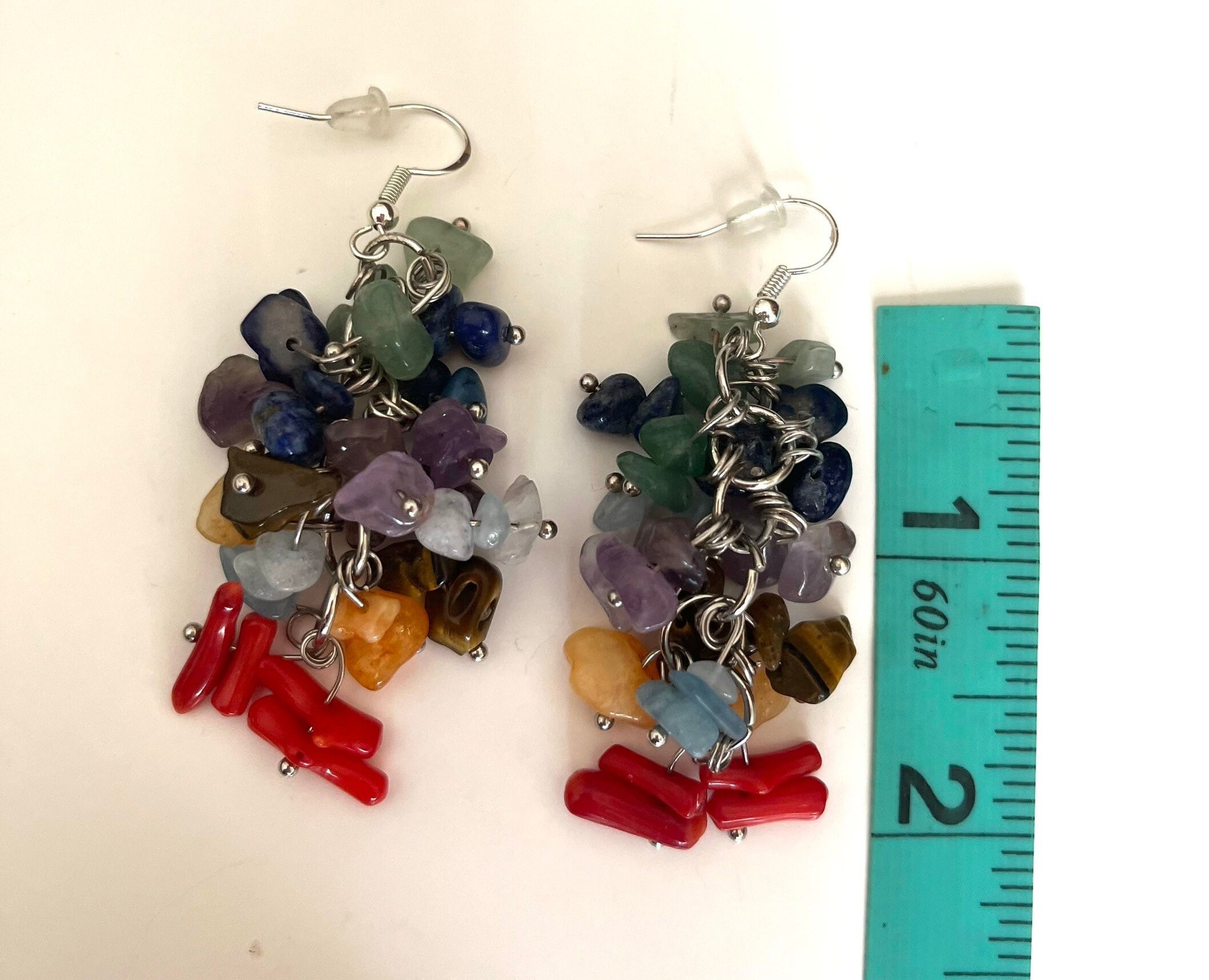 7 Chakra Healing Earrings Crystal Chip Earrings Rainbow - Etsy